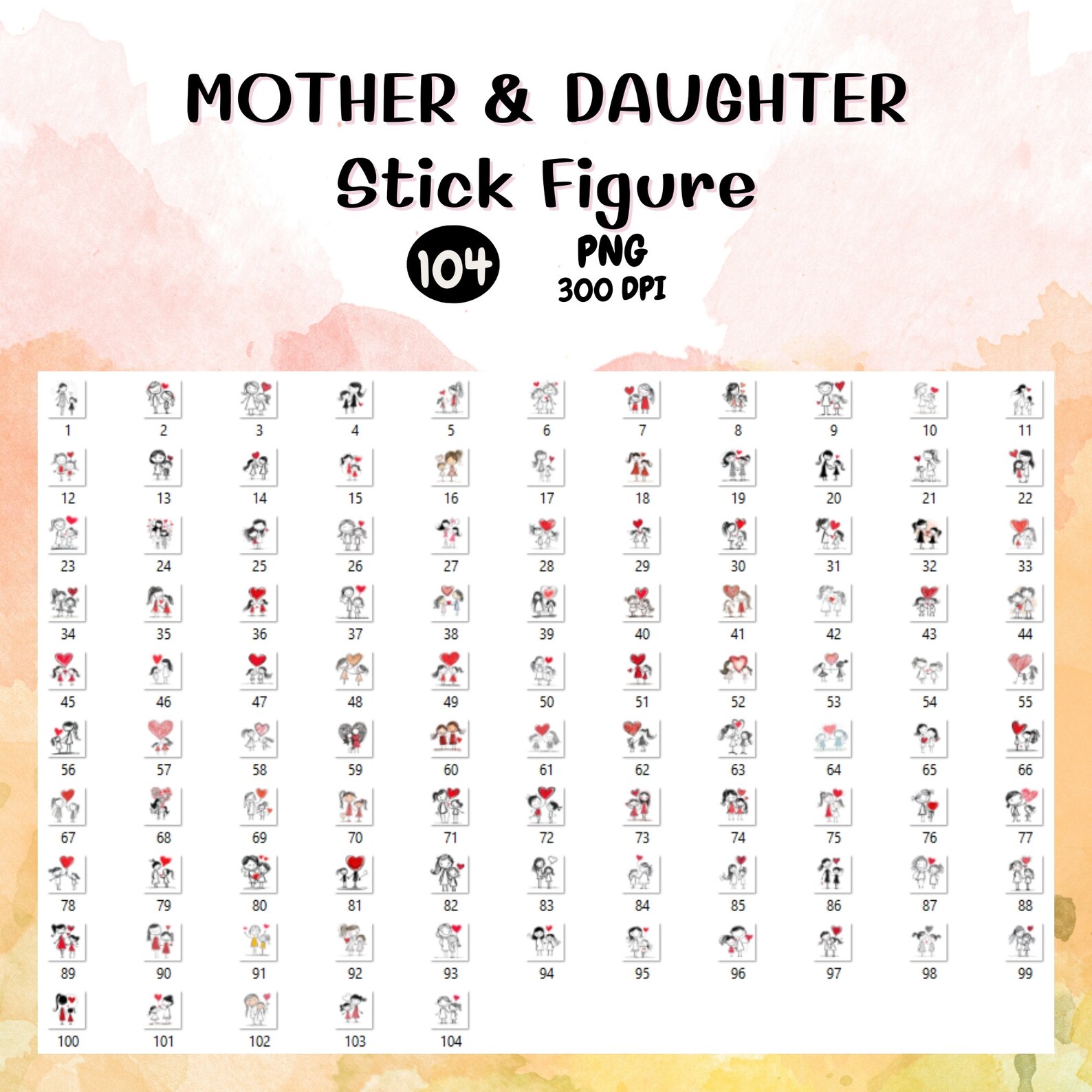 Stick Figures Svg Bundle, Stick Figure Png, Stick Mother and Daughter ...