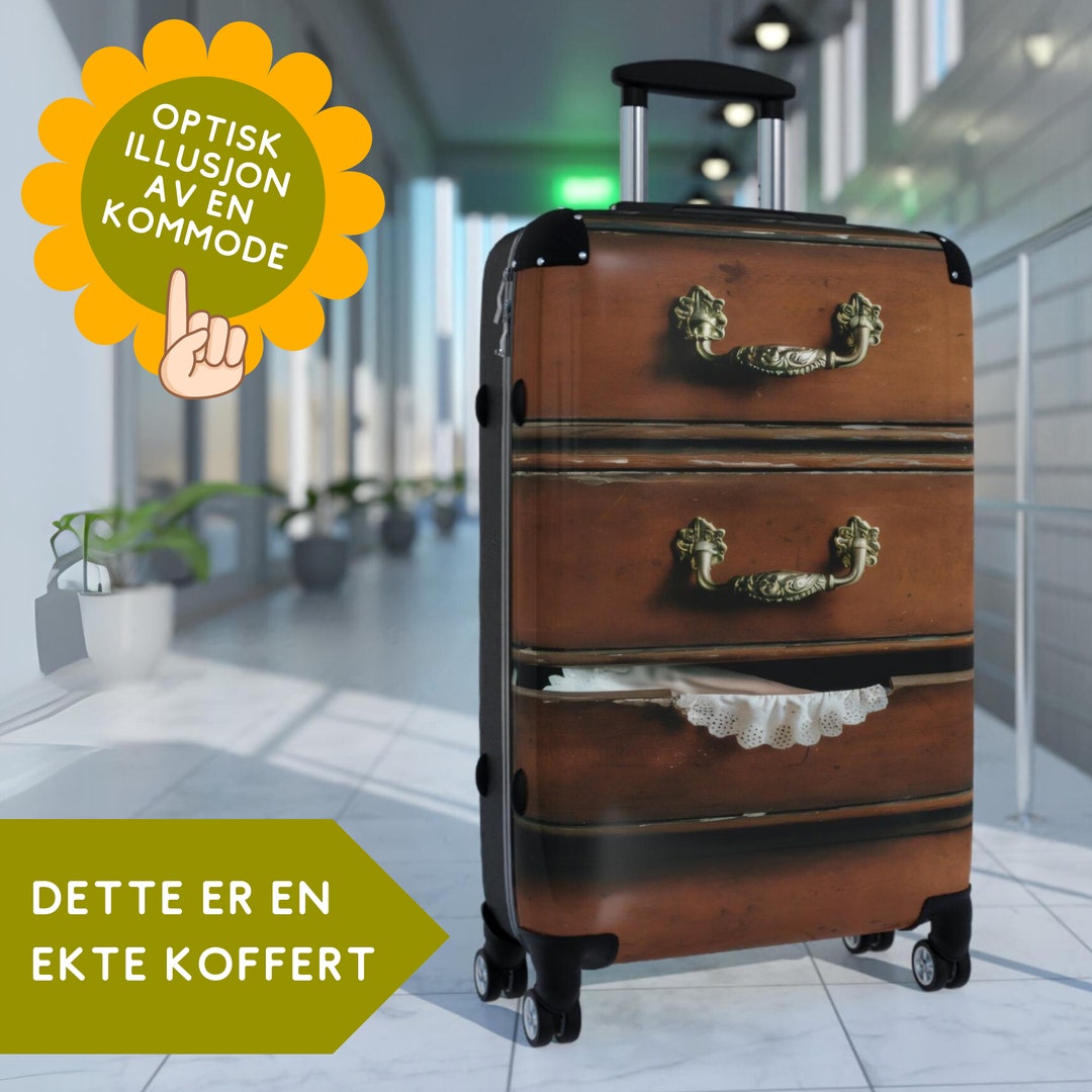 Koffert Forkledd Som En Retro, Brun Kommode Med Undertøy | Optisk Illusjon | Suitcase | Luggage ...