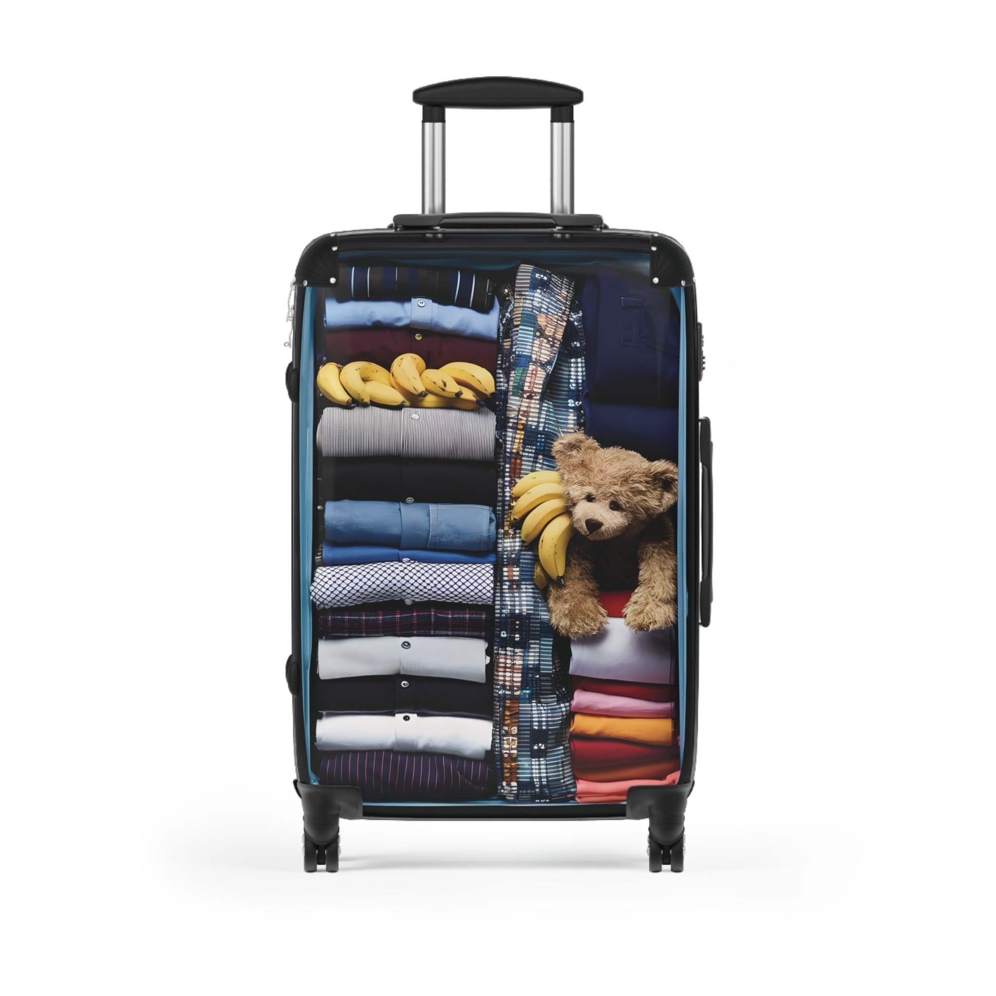 Koffert Forkledd Som Den Er åpen, Med Klær, Bananer Og Bamse Optisk ...