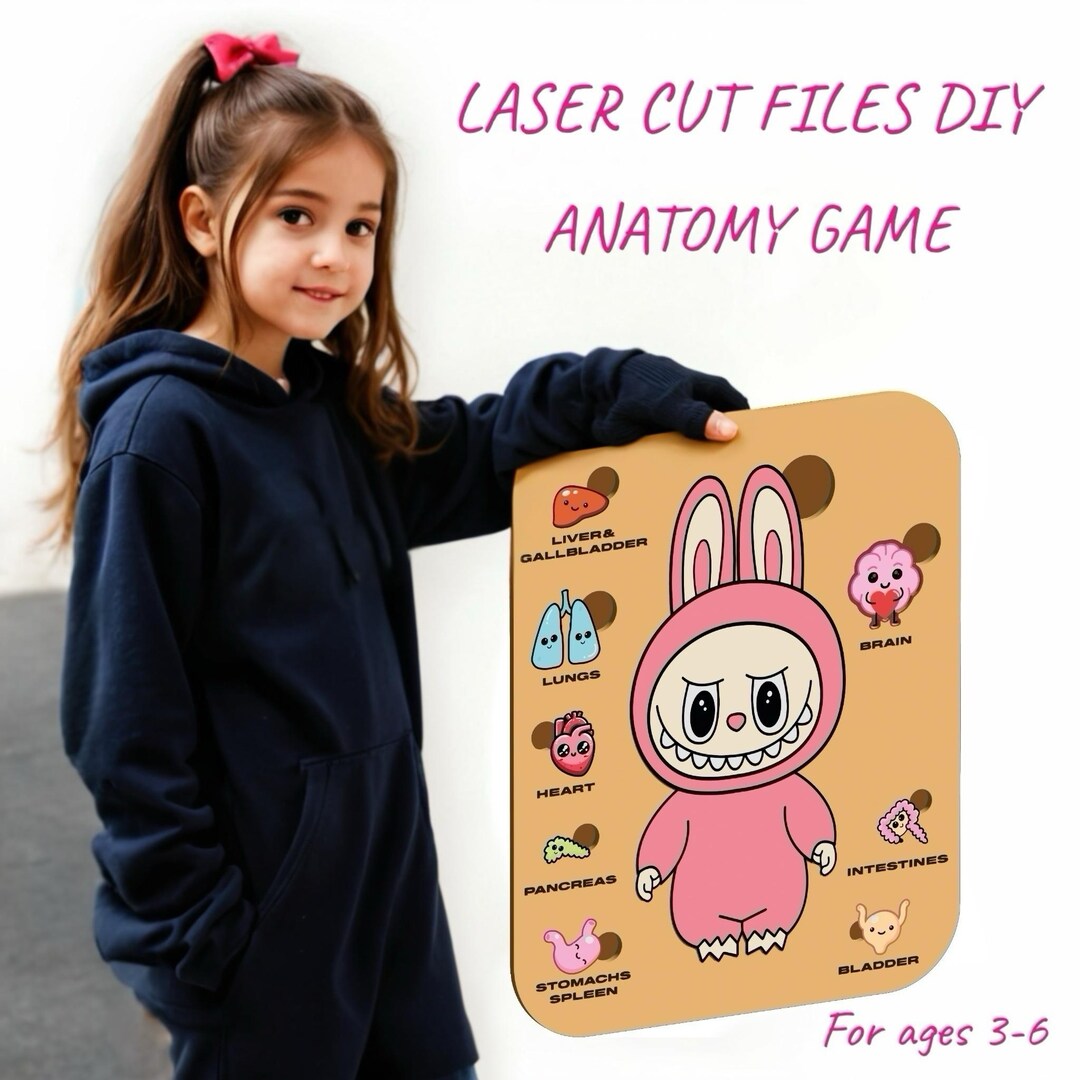 Labubu Anatomy Puzzle | Montessori DIY Laser‑cut Files for Kids - Laser ...