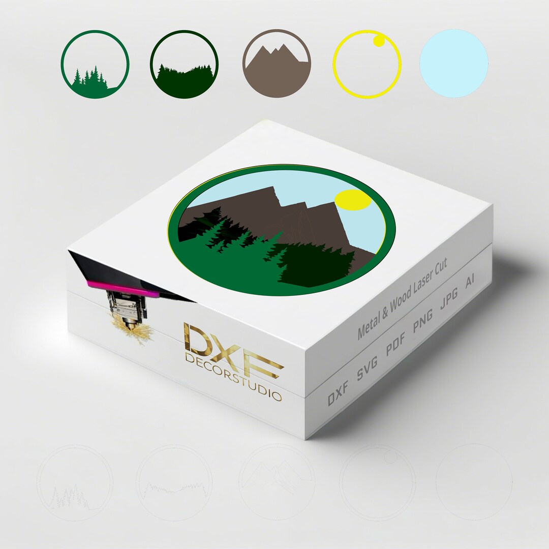 Mountain Desgn Laser Cut File for Glowforge, Mountains, River, Camping ...