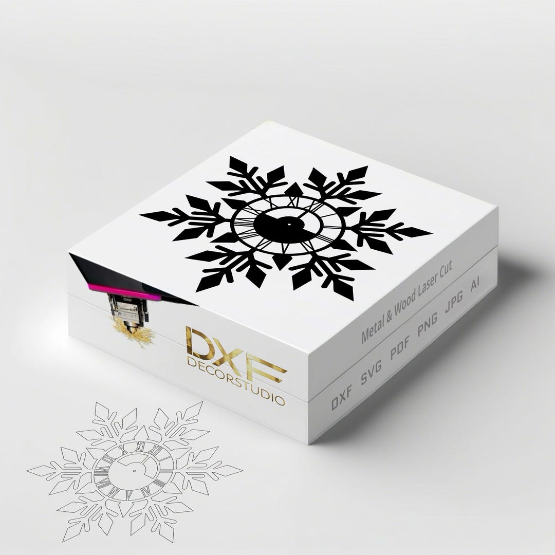 Snowflake Laser Cut Special Wall Clock Design, Watch Models, Svg, CNC ...