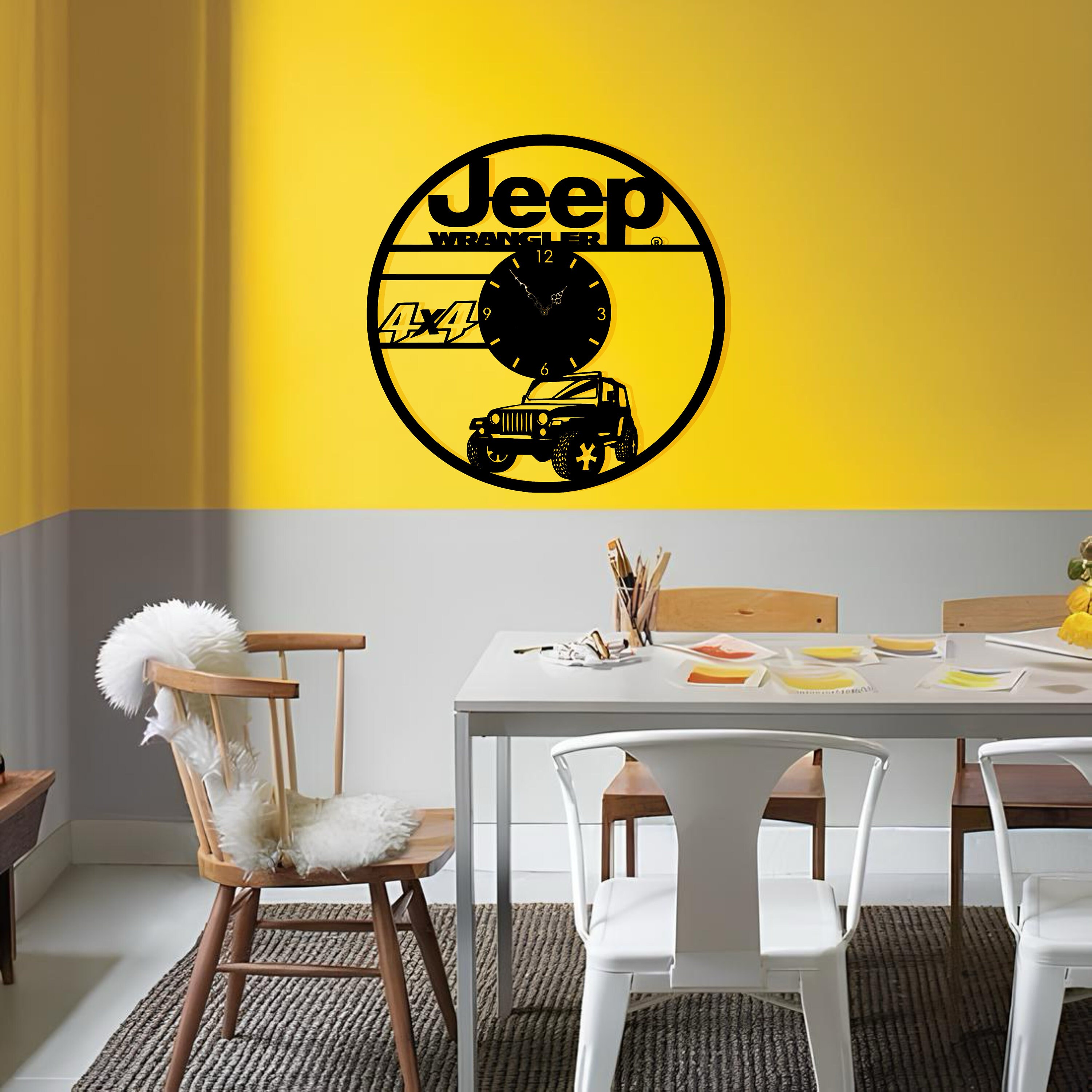 Jeep Wrangler Wall Clock Designs, Dxf, Svg, AI and Silhouette.vector ...