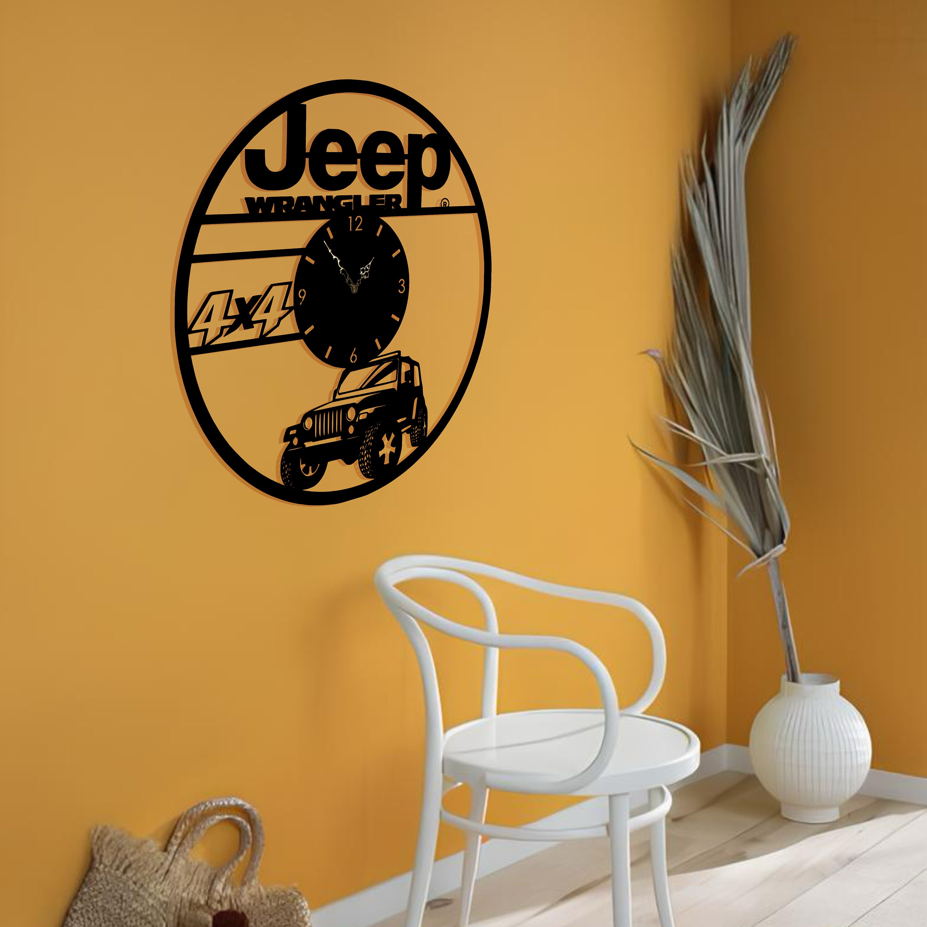 Jeep Wrangler Wall Clock Designs, Dxf, Svg, AI and Silhouette.vector ...