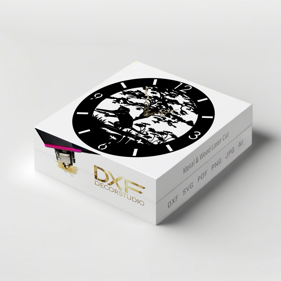 Cat Wall Clock Designs, Dxf, Svg, AI and Silhouette.vector, Clipart ...