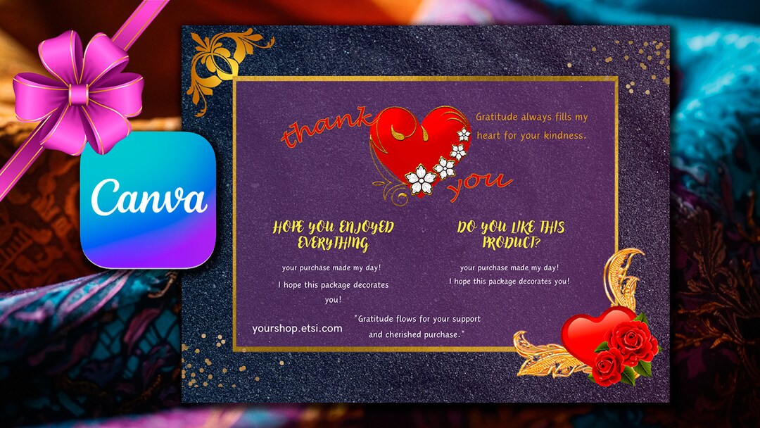 DIGITAL DOWNLOAD Thank You Insert Print Card Package Insert Custom ...