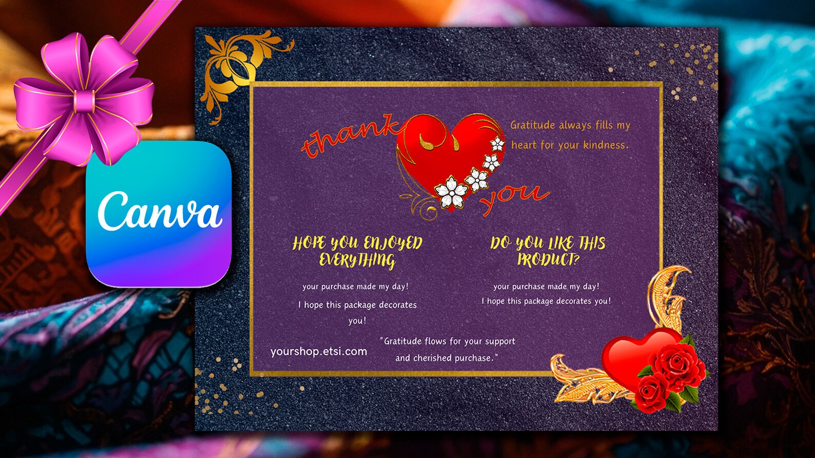 DIGITAL DOWNLOAD Thank You Insert Print Card Package Insert Custom ...