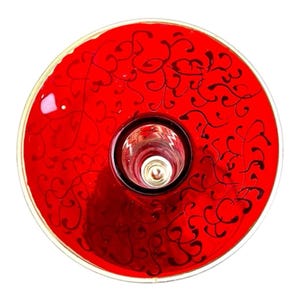 Tall Red and Clear Sun Catcher Candlestick Holder With Gold Rim and ...