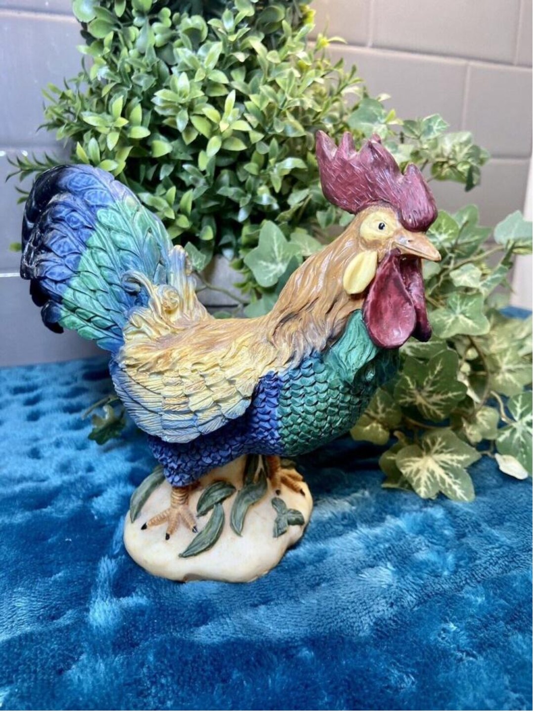 Farm Rooster Multicolor Rooster Statue, Ceramic Decorative Hand-painted ...
