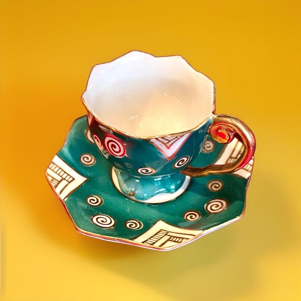 Vintage Miniature Tea Cup and Saucer Made in Japan Mini Gold Trim ...