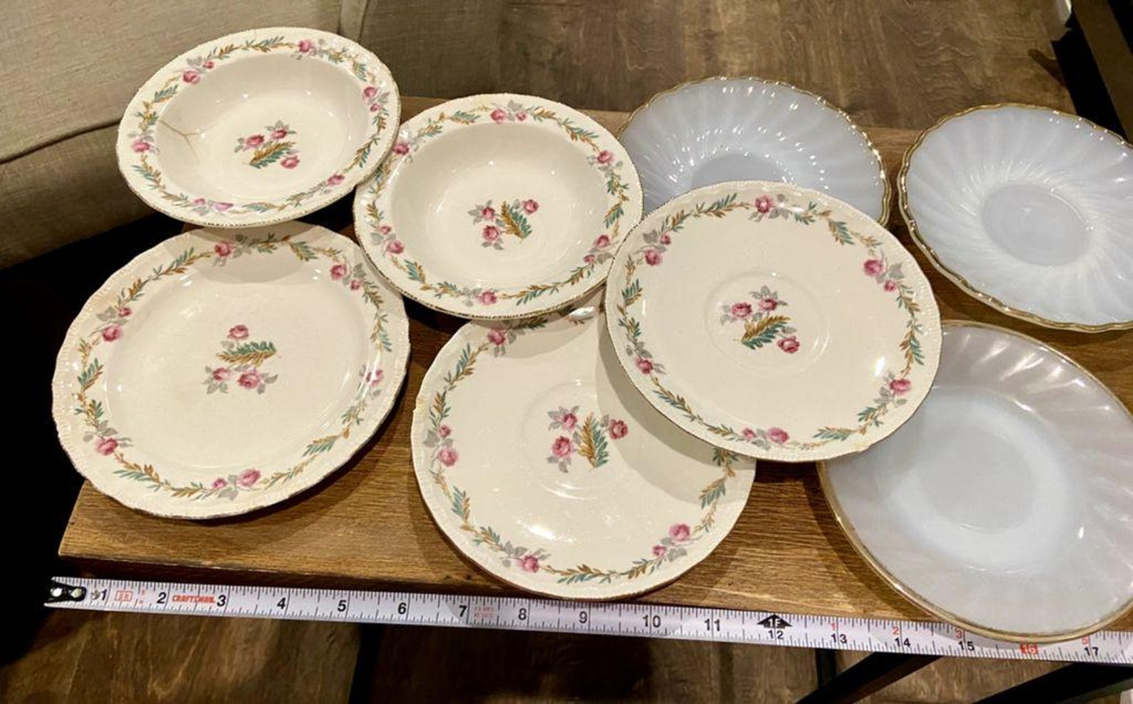 VTG 6 Saucers and 2 Small Bowls. Brands: Pope Gosser, Anchor Hocking ...