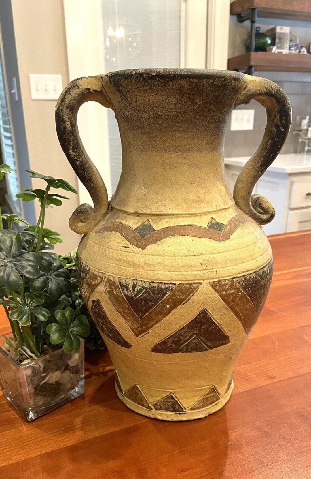 Rustic Handmade Pottery Clay Urn Jug Vase 2 Handles Textured Finish 5.7 ...