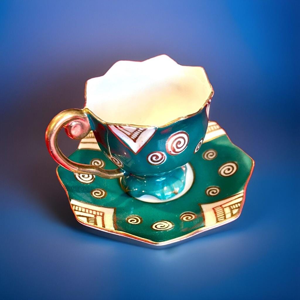 Vintage Miniature Tea Cup and Saucer Made in Japan Mini Gold Trim ...