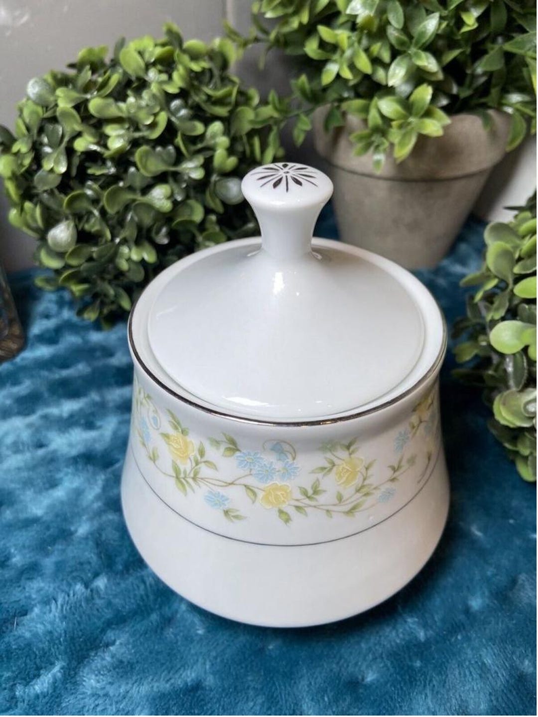 VTG Crown Ming Fine China Jian Shiang Sugar Bowl With Lid, Floral Motif ...