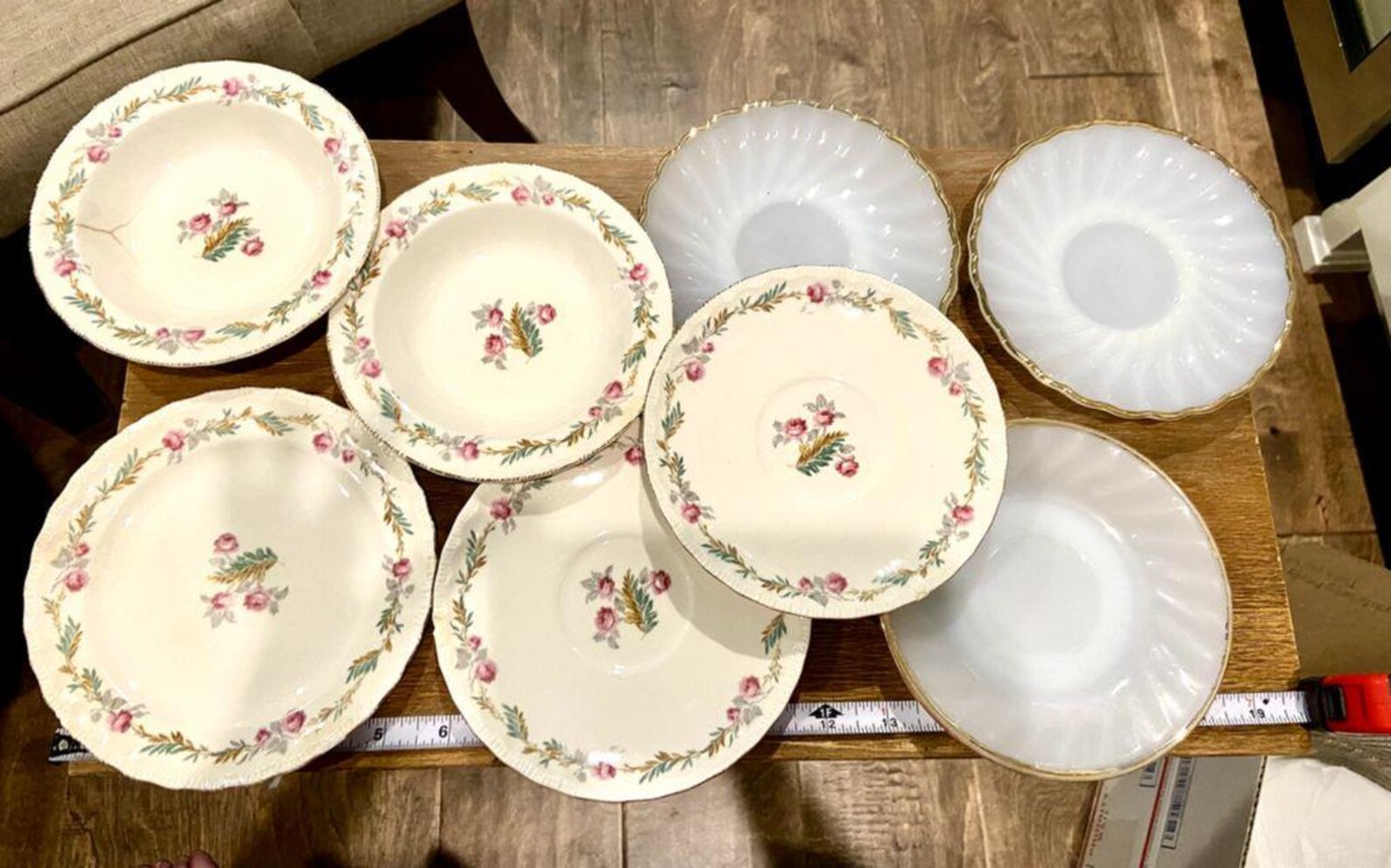 VTG 6 Saucers and 2 Small Bowls. Brands: Pope Gosser, Anchor Hocking ...