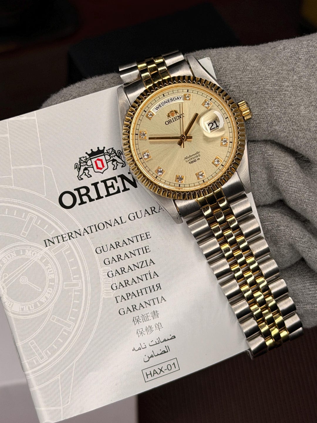 Orient President Automatic Men's Watch, Golden Fluted Bezel, Sapphire ...