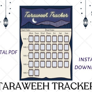 Salah Tracker Printable | Taraweeh Tracker | Tarawih Tracker | Taraweeh ...