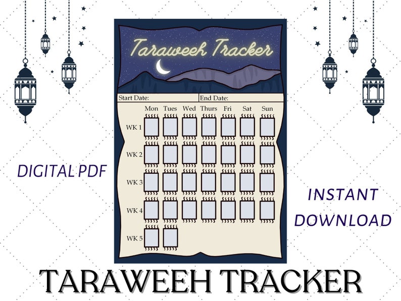 Salah Tracker Printable | Taraweeh Tracker | Tarawih Tracker | Taraweeh ...