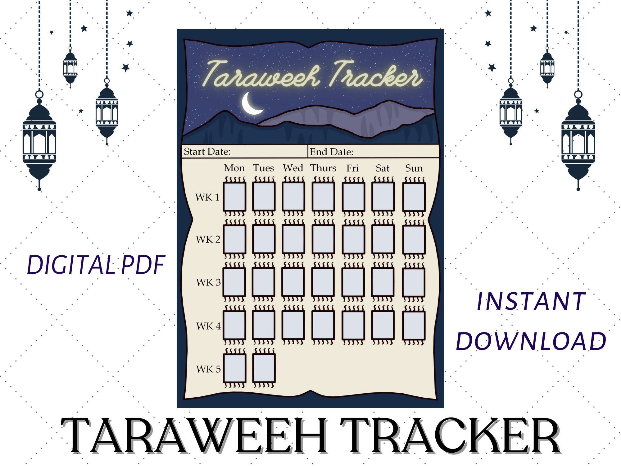 Salah Tracker Printable | Taraweeh Tracker | Tarawih Tracker | Taraweeh ...