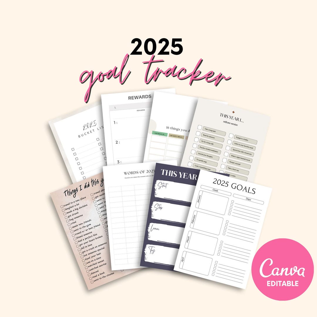 2025 Goal Tracker and Financial Planner Template | Canva Editable ...