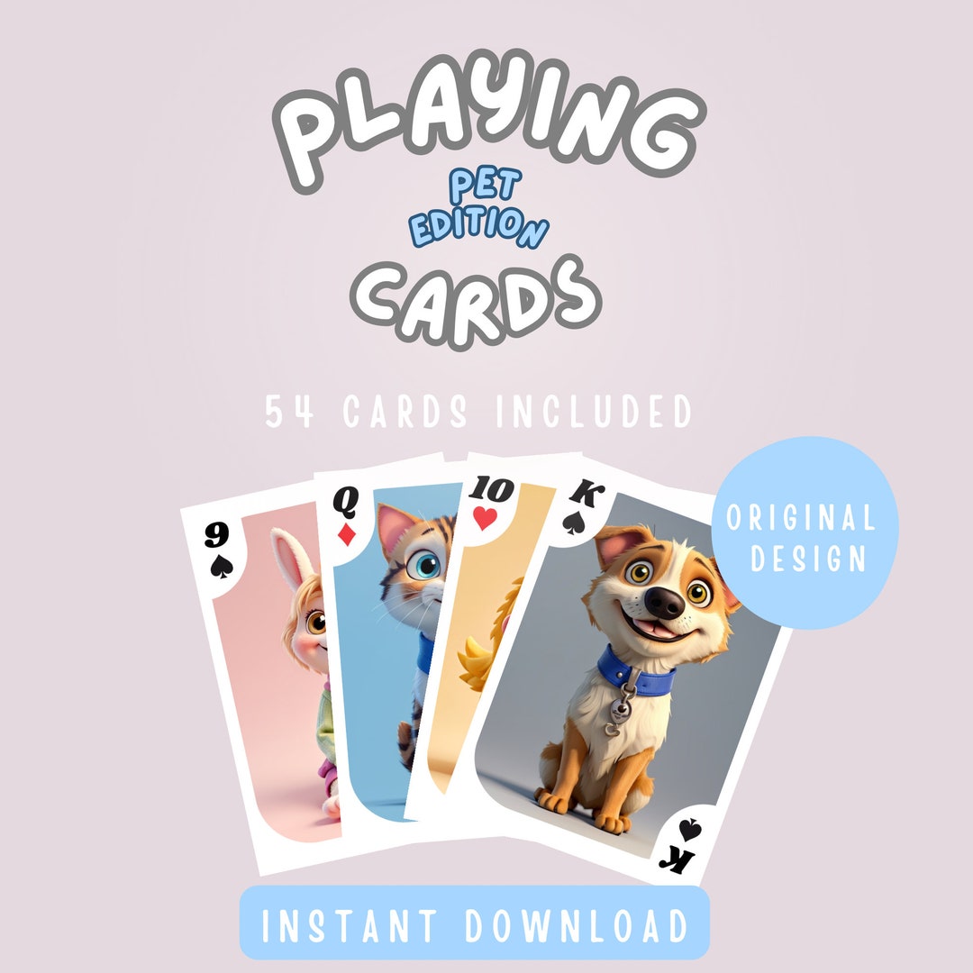 Poker Playing Cards, Pets Playing Cards for Kids, Games as Poker ...