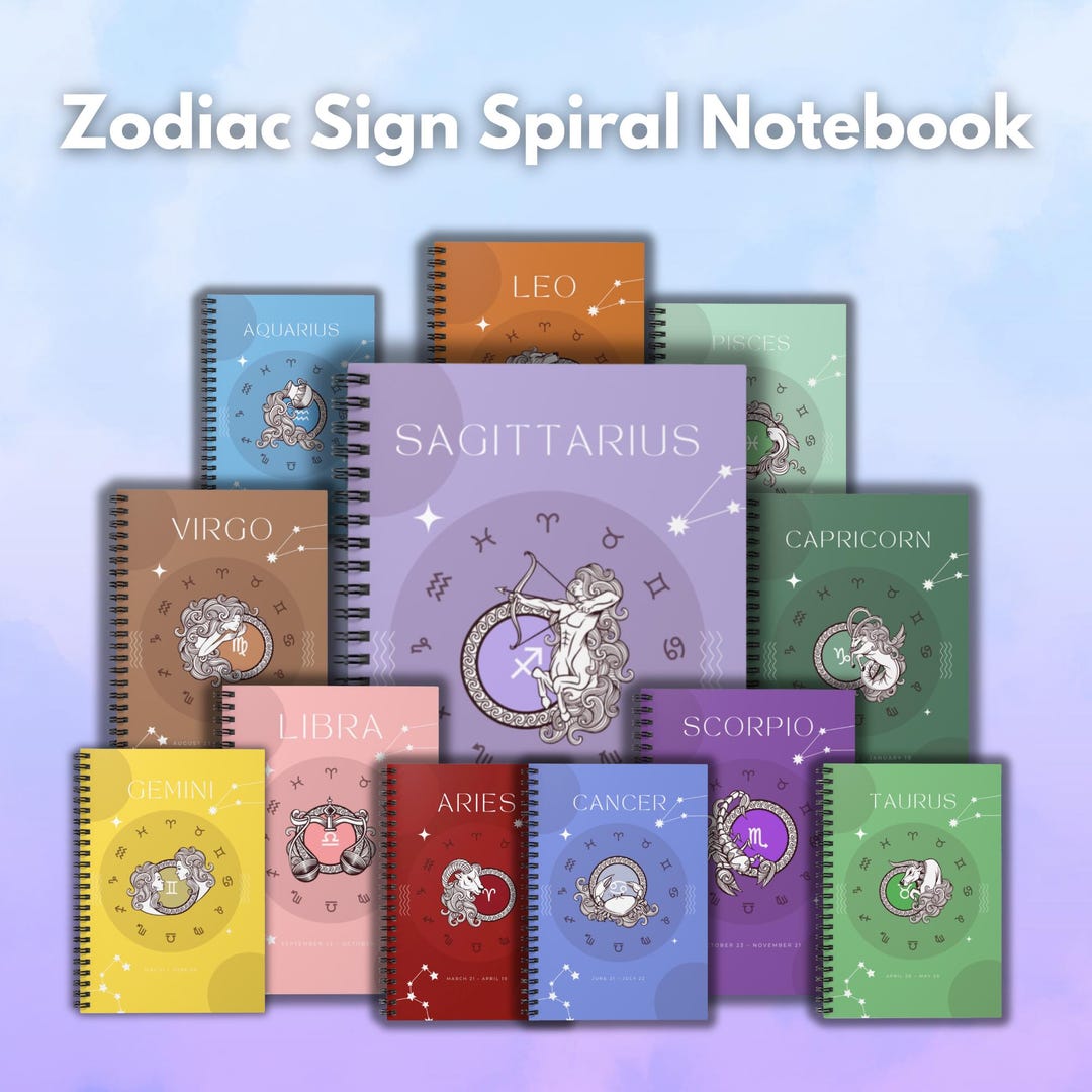 Zodiac Sign Spiral Notebook Astrology Notebook Personalized Aries ...