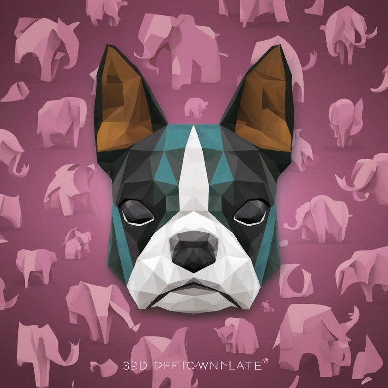 Boston Terrier Dog Mask, Paper Craft Template, Printable Rhino Mask ...