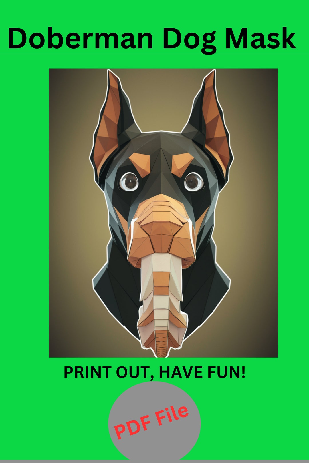Doberman Dog Mask, Dog, Dog Collar Accessories for Animals, Dog Poop ...