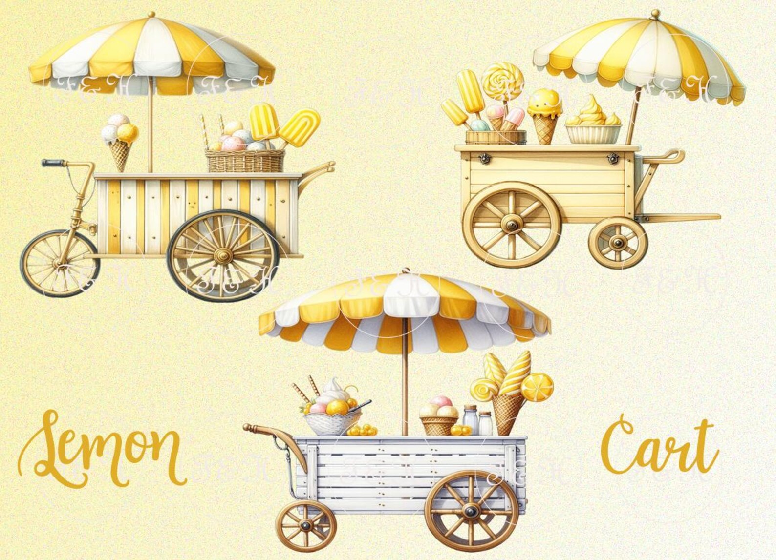 98 Lemon Water Colour Set PNG Files Lemonade Stands Ice Cream Carts ...
