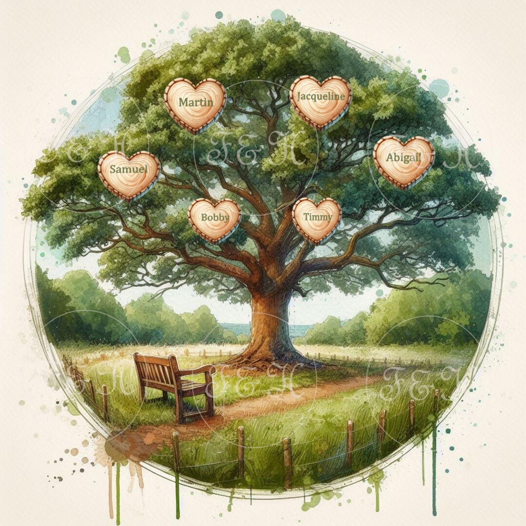 Personalised Family Tree Wood Heart Digital Download Pgn's Family Tree ...