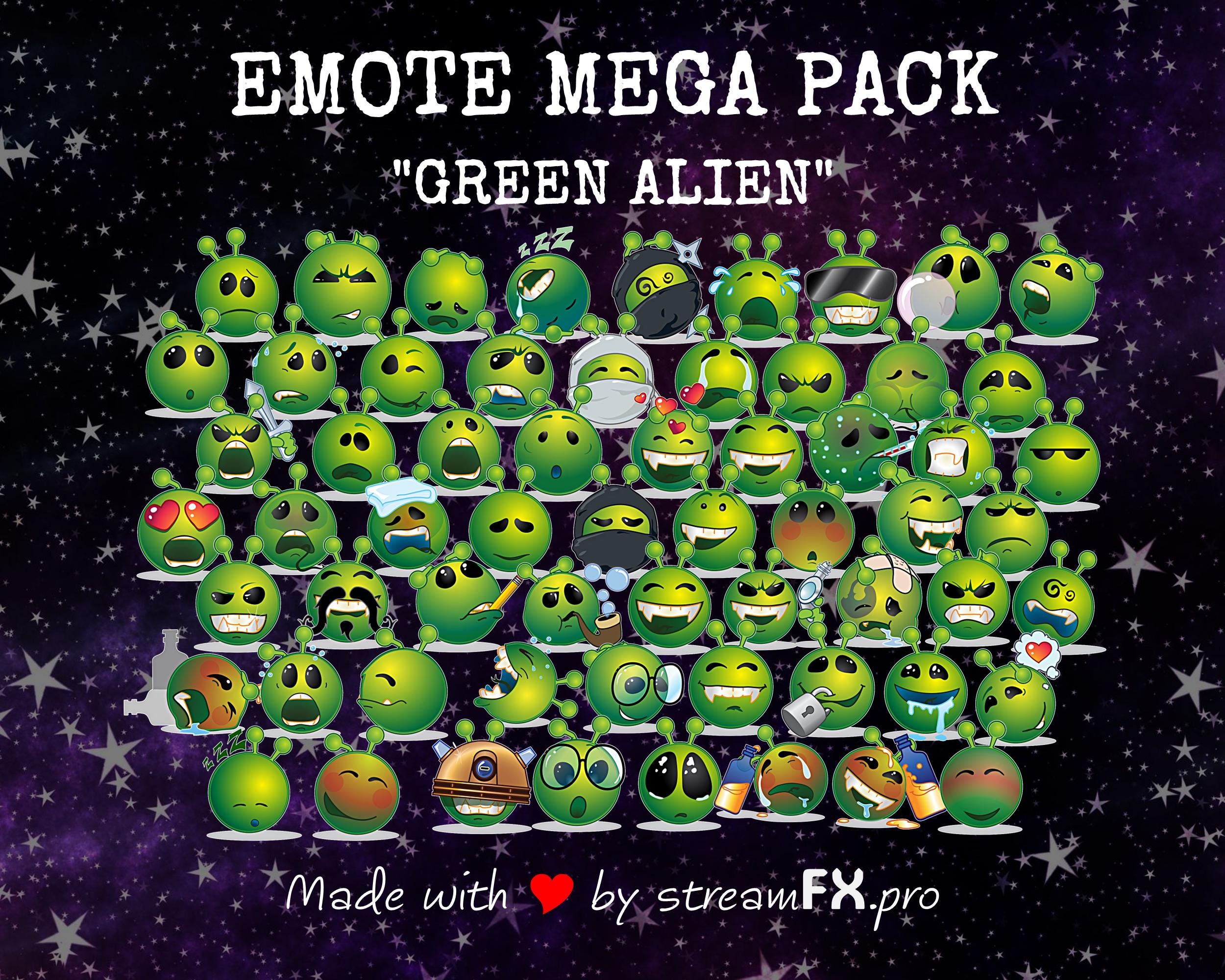 Emote Pack "green Alien" | Twitch Discord Kick Tiktok Youtube | Cute ...
