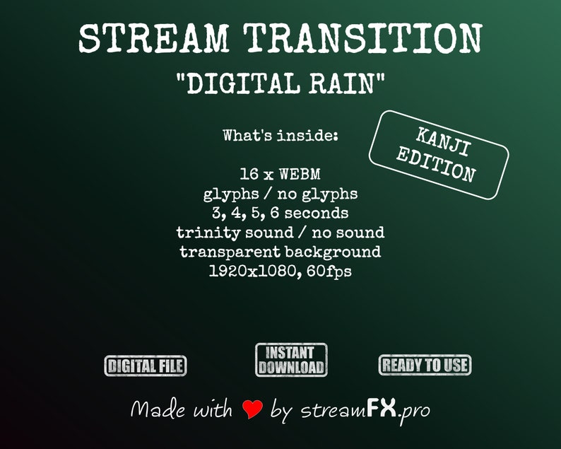 Digital Rain Kanji Stinger Transition: Stream Scene (digital Download ...