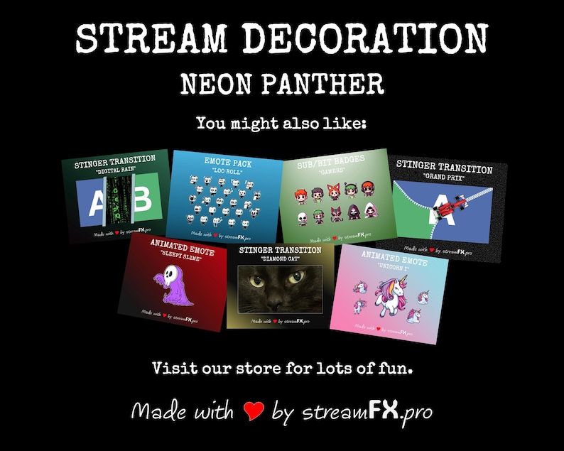 Neon Panther Animated Stream Overlay: Twitch, Kick, Tiktok, Youtube ...
