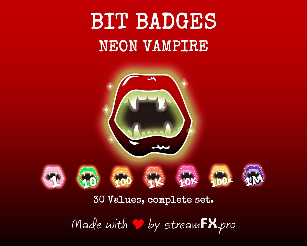 Neon Vampire Twitch Bit Badges: Complete Set (digital Download) - Etsy