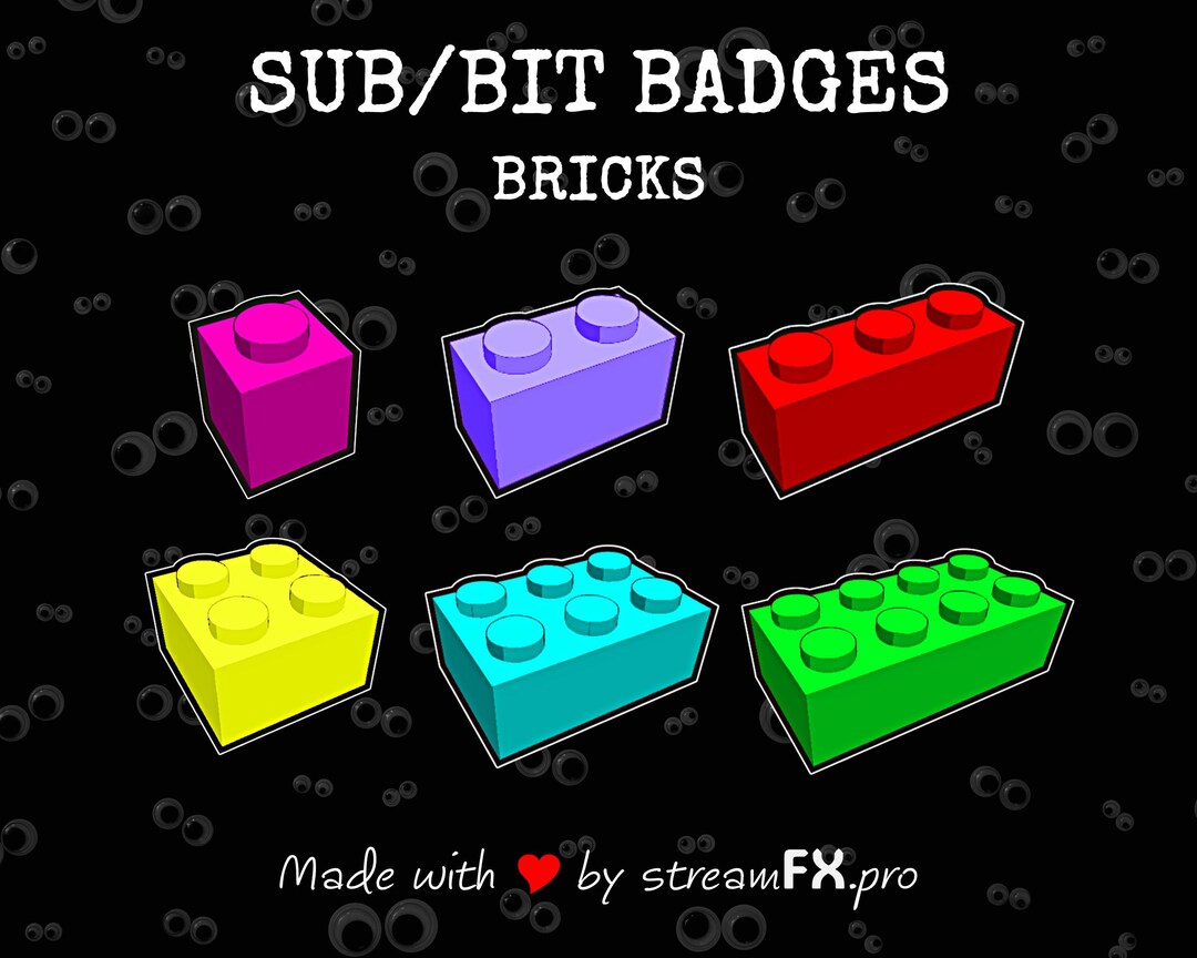Bricks Sub Badges: Colorful Anime Bit Badges (digital Download) - Etsy