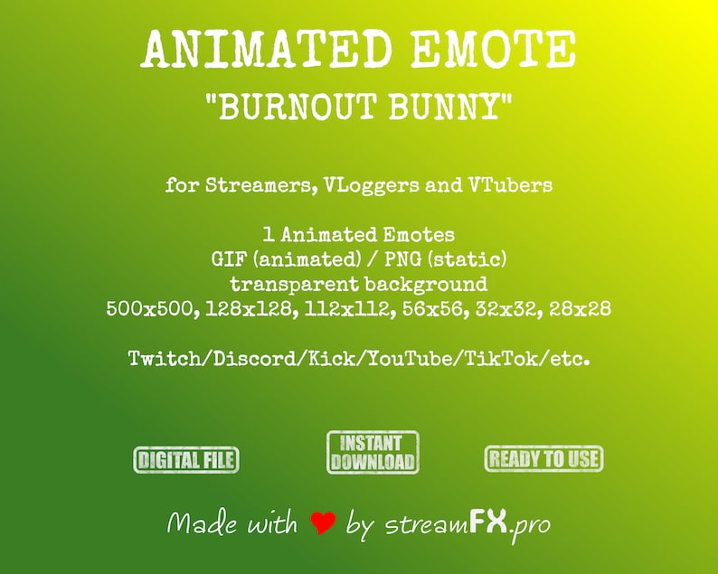 Animated Twitch Emote "burnout Bunny" | Easter Emote | Cute Emote ...
