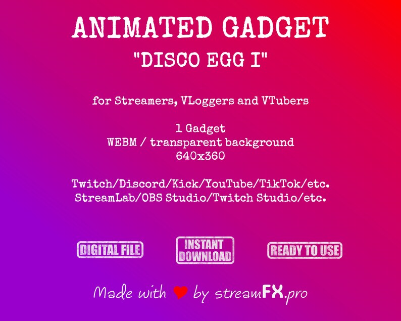 Animated Disco Egg Stream Overlay: Twitch, Tiktok, Kick (digital ...