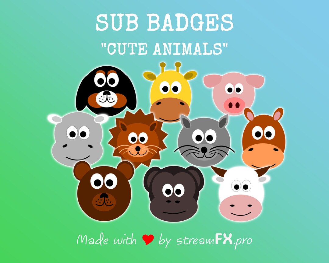 Sub Badges "cute Animals" | Cat Dog Lion Pig Giraffe Bear Monkey | Cute ...