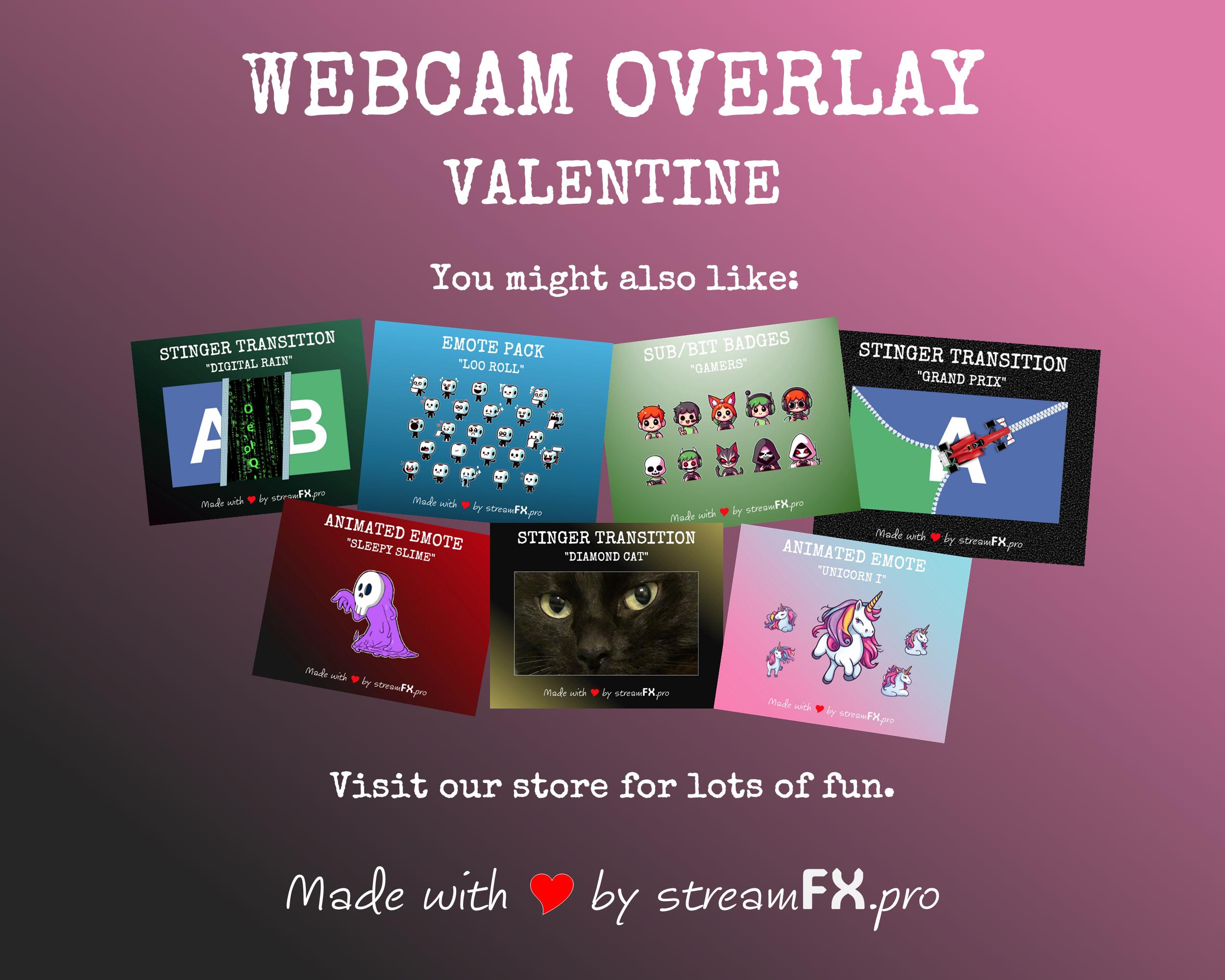 Valentine Hearts Webcam Overlay: Generative Art Stream Overlay (digital ...