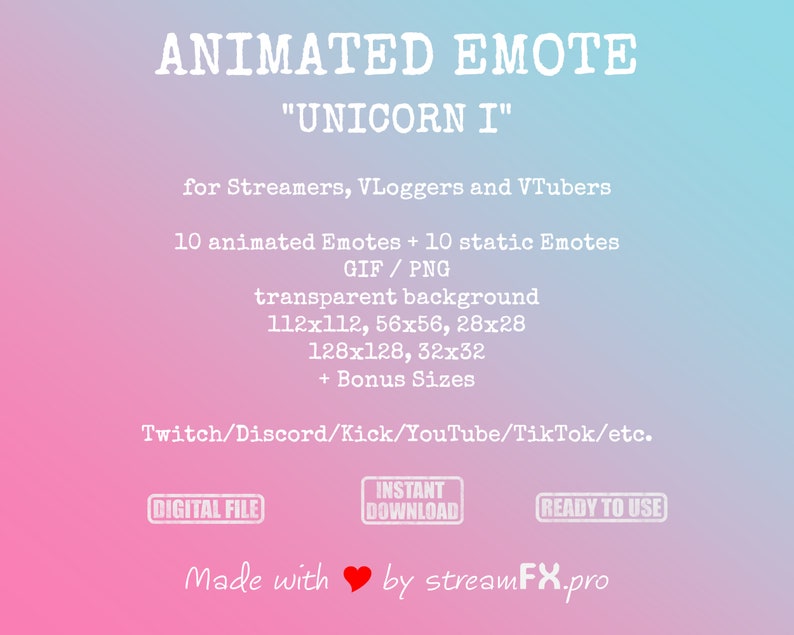 Animated Twitch Emote "unicorn I" | Cute Emote | Unicorn Emote ...