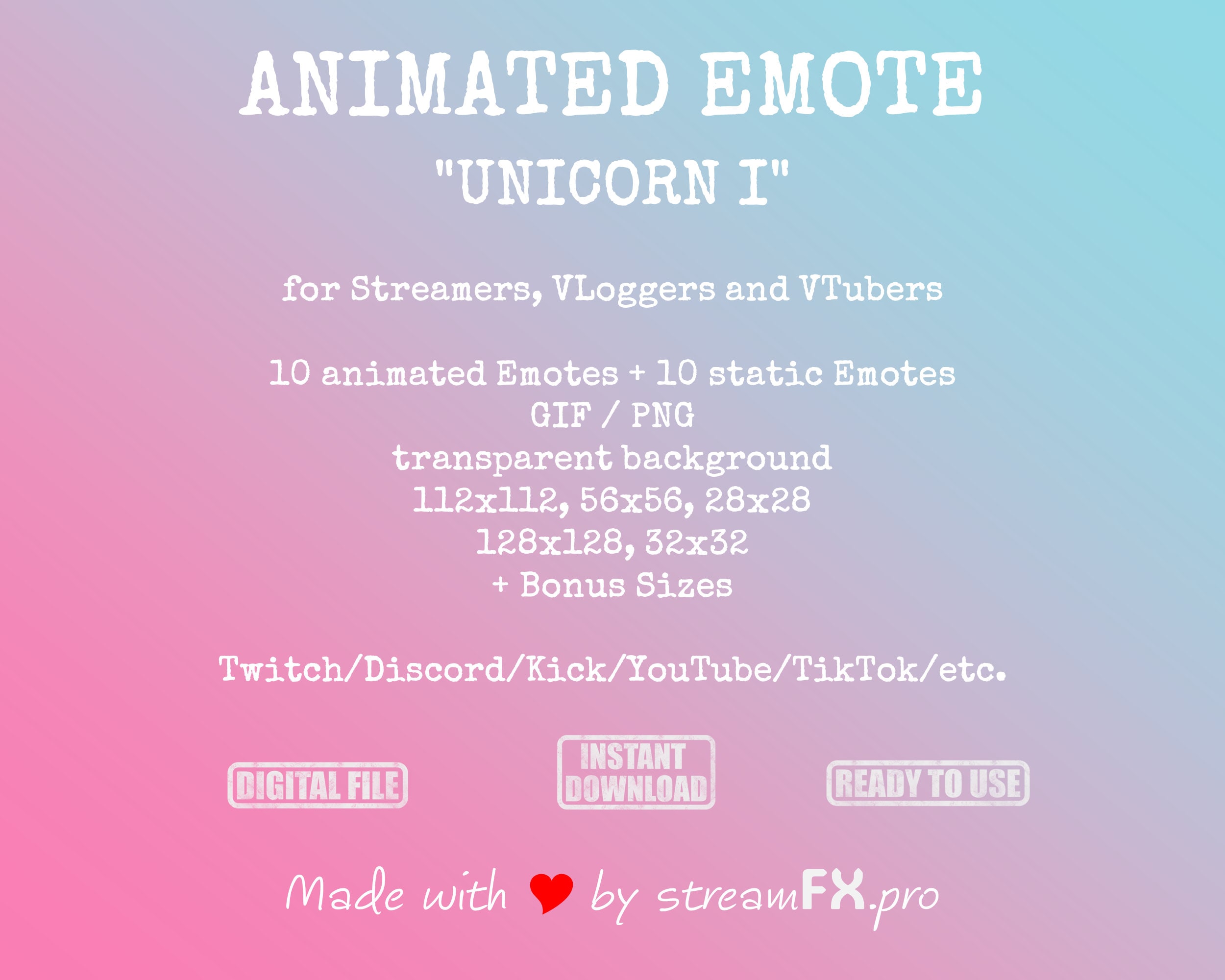 Animated Twitch Emote "unicorn I" | Cute Emote | Unicorn Emote ...
