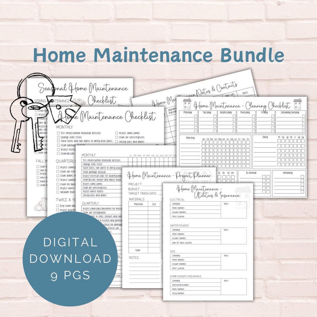 Home Maintenance BUNDLE PDF Home Maintenance Checklist Bundle PDF - Etsy