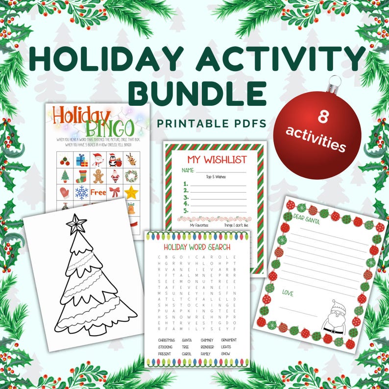 Holiday Activity Bundle PDF for Kids, Printable Christmas Activities ...