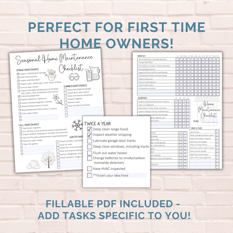 Fillable Home Maintenance Checklist PDF; Home Maintenance Checklist ...