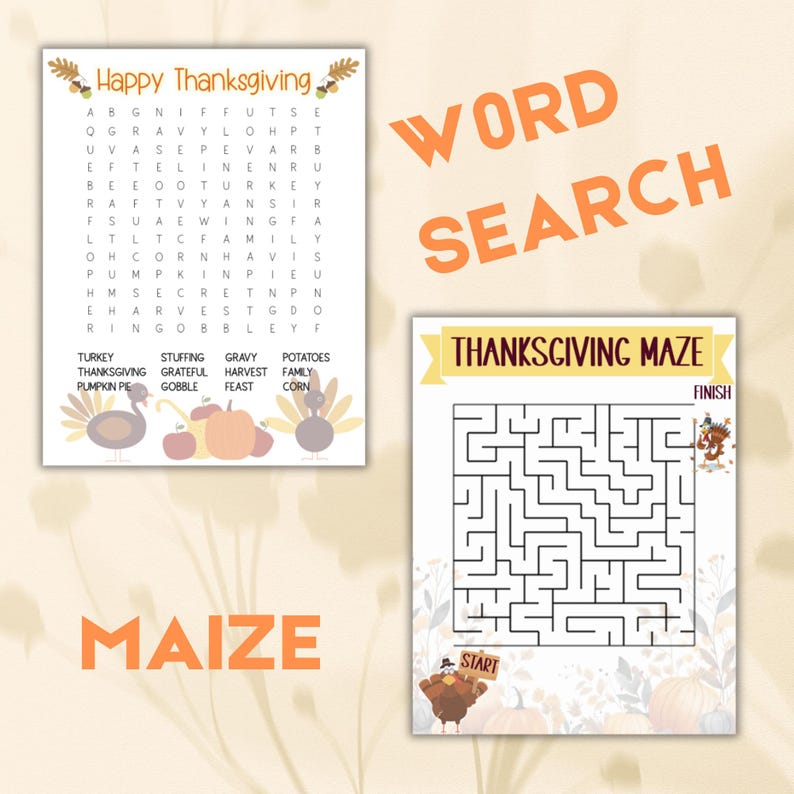 Thanksgiving Activity Bundle PDF for Kids, Printable Thanksgiving ...