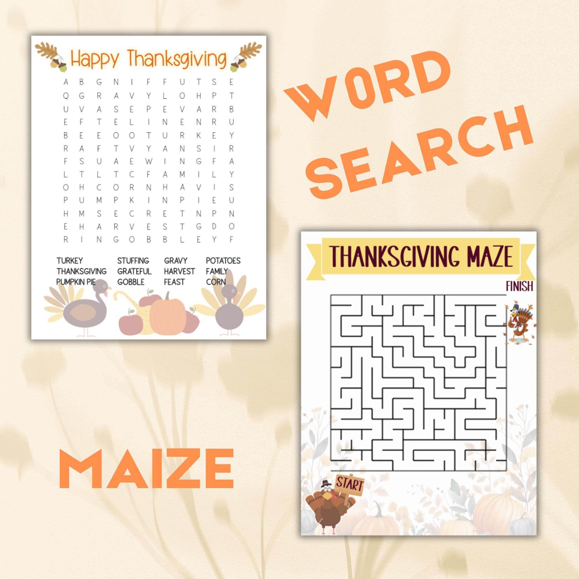 Thanksgiving Activity Bundle PDF for Kids, Printable Thanksgiving ...