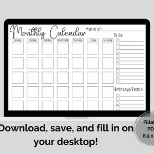 Calendar Printable and Fillable PDF, Daily Planner Printable, Weekly ...