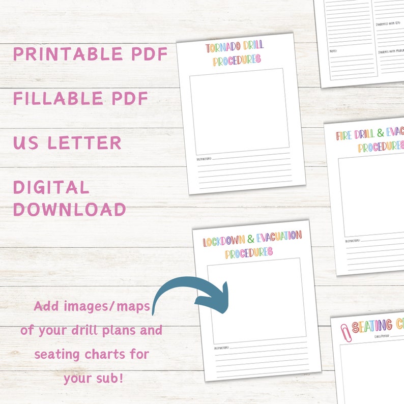 Sub Plans for Teachers Printable PDF; Sub Plans for Teachers Editable ...