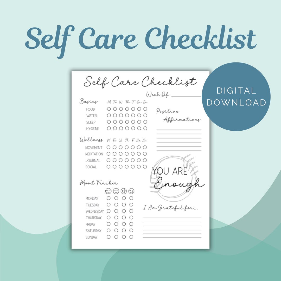 Self Care Checklist PDF, Weekly Self Care Tracker PDF - Etsy
