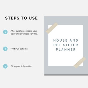 House and Pet Sitter Planner Printable and Fillable PDF, Fillable and ...